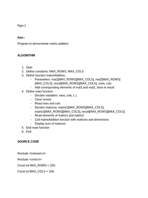 Program Matrix Pdf Matrix Mathematics Linear Algebra