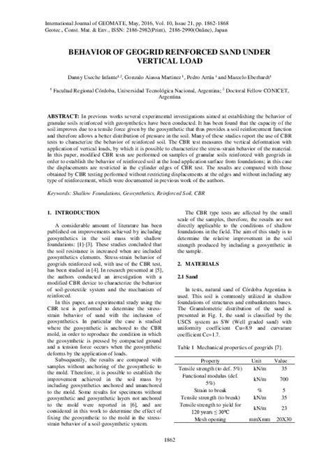 Pdf Behavior Of Geogrid Reinforced Sand Under Vertical Load