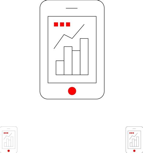 Graph Analytics Info Graphic Mobile Mobile Graph Bold And Thin Black Line Icon Set 17972508