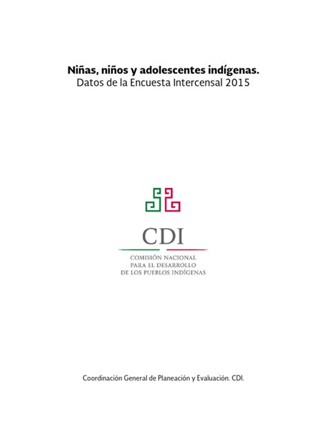 Cdi Ninias Ninios Adolescentes Indigenas Encuesta Intercensal 2015