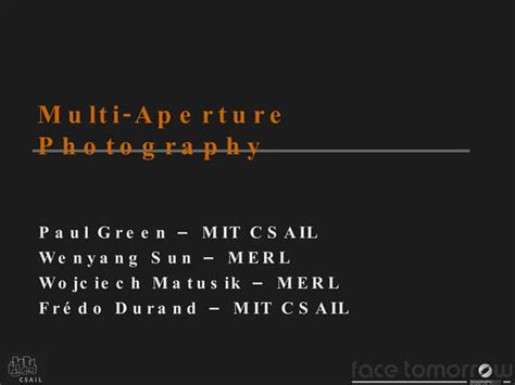 Multi Aperture Photography Ppt