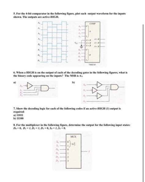 Solved 5 For The 4 Bit Comparator In The Following Figure