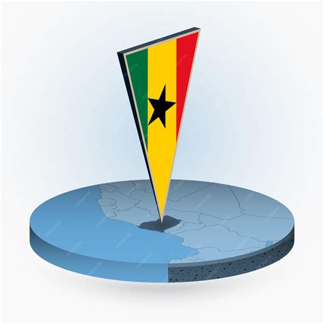 Mapa De Ghana En Estilo Isométrico Redondo Con Bandera Triangular 3d De
