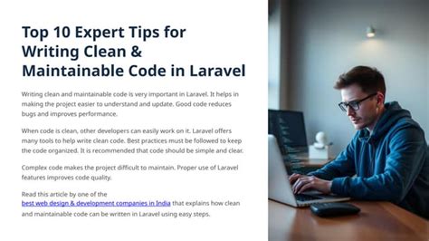 Top 10 Expert Tips For Writing Clean And Maintainable Code In Laravel Ppt
