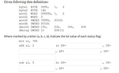 Solved 2 2 Given Following Data Definitions Bytel Byte