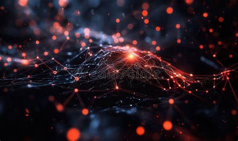 Abstract Digital Network Visualization With Glowing Nodes And