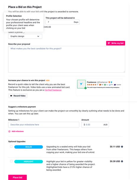 Multiple Profile Bidding Project Freelancer Support