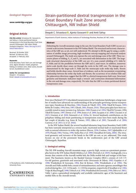 Pdf Strain Partitioned Dextral Transpression In The Great Boundary Fault Zone Around