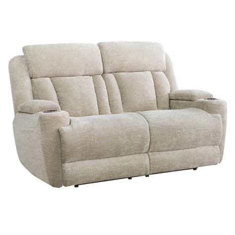 Parker Living Dalton Lucky Fawn Fabric Power Loveseat In Fossil Beige