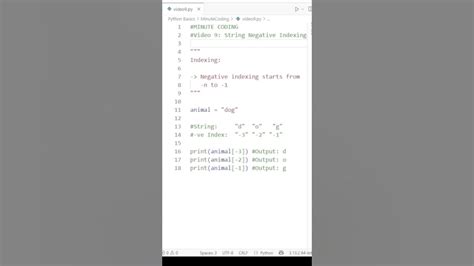 String Negative Indexing Minutecoding 9 Python Coding