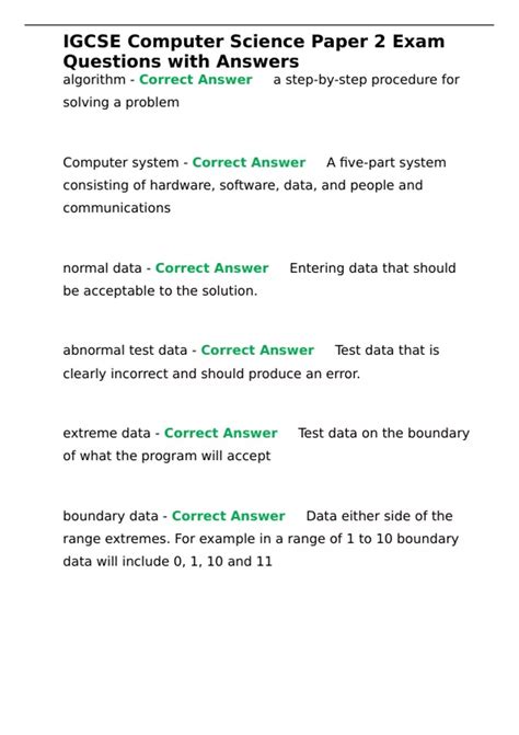 Igcse Computer Science Paper 2 Exam Questions With Answers Igcse Computer Science Stuvia Us
