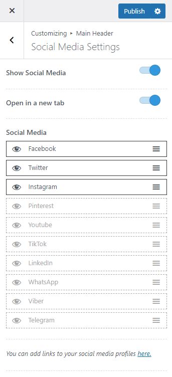 Header Settings BlossomThemes