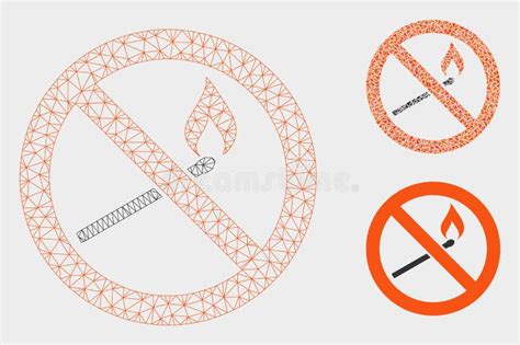 Forbidden Match Fire Vector Mesh Wire Frame Model And Triangle Mosaic Icon Stock Vector