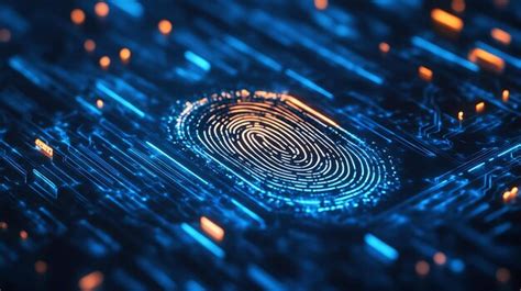 Digital Fingerprint On A Circuit Board Representing Cybersecurity And Digital Identity Premium