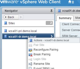 VMware Site Recovery Manager SRM Part Pair SRM Sites Adil Arif