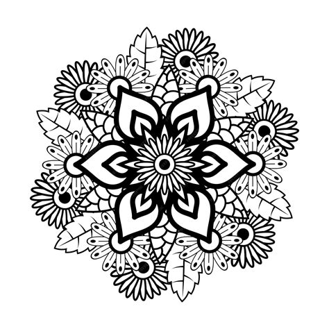 Premium Vector Hand Drawing Mandala Flower Pattern Coloring Page