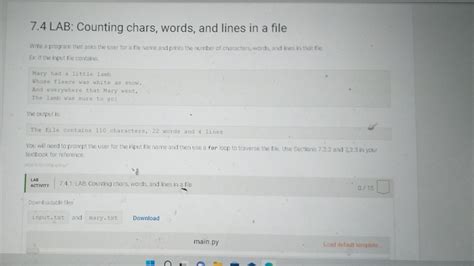 Solved 74 Lab Counting Chars Words And Lines In A File