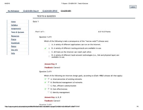 lesson 1 weekly quiz introduction history and internet architecture computer networks cs