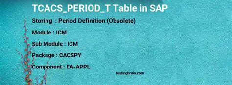 TCACS PERIOD T SAP Table For Period Definition Obsolete