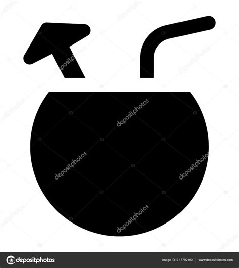 Juice Having Coconut Straw Coconut Cocktail Stock Vector By