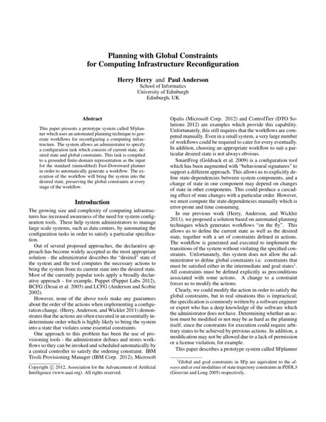 Pdf Planning With Global Constraints For Computing Infrastructure