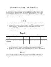 Linear Functions Unit Portfolio Pdf Linear Functions Unit Portfolio Cab Companies Often Charge