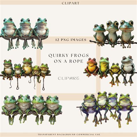 Whimsical Frog Clipart Quirky Frogs Frogs On A Rope Clip Art Frog