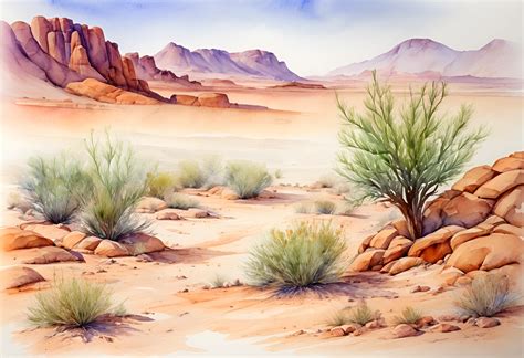 Vibrant Desert Landscape In Watercolor Free Download Ai Scribbles