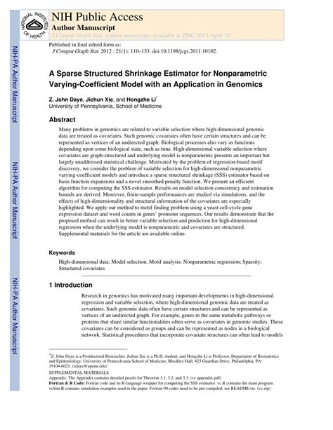 Pdf A Sparse Structured Shrinkage Estimator For Nonparametric Varying