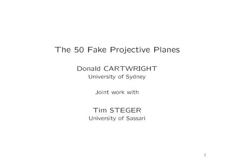 Pdf The 50 Fake Projective Planes · A Fake Projective Plane Is A Smooth Compact Complex