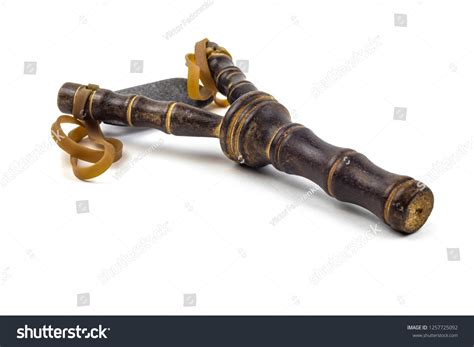 흰색 배경에 분리된 투석기 또는 새총 스톡 사진 1257725092 Shutterstock