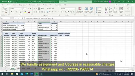 Exp19 Excel Ch07 Capassessment Shipping Excel Chapter 7 Capstone Assessment Shipping Youtube