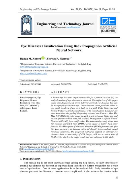 Pdf Eye Diseases Classification Using Back Propagation Artificial Neural Network