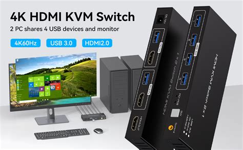 VPFET HDMI KVM Switch PC Monitor K Hz USB KVM Switches For Computers Share Monitor