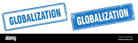 Globalization Square Stamp Globalization Grunge Sign Set Stock Vector