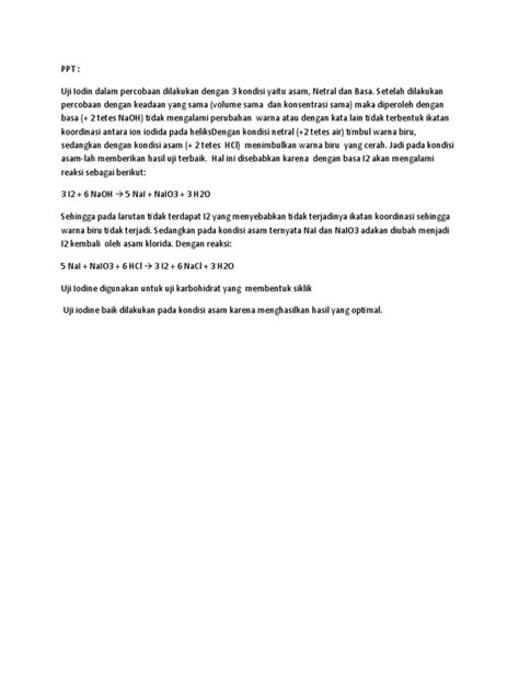 Hasil Uji Iodin Dan Pengaruh Kondisi Asam Netral Dan Basa Pdf