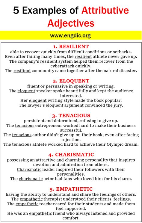 5 Examples Of Attributive Adjectives In Sentences Engdic