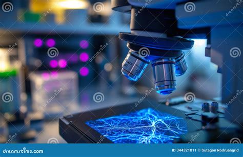 Motor Neuron Under The Microscope In Lab Stock Illustration