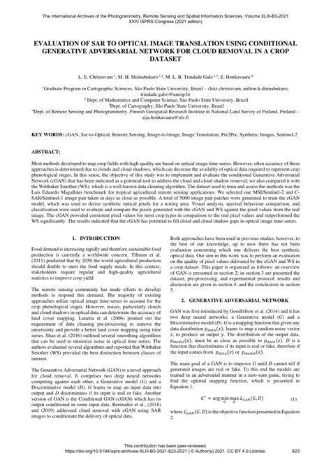 Pdf Evaluation Of Sar To Optical Image Translation Using Conditional Generative Adversarial