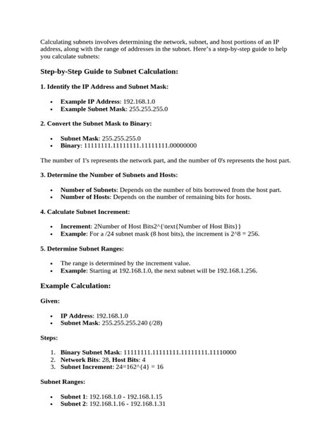 Calculating Subnets Pdf