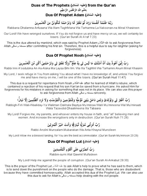Duas Of The Prophets Pdf Quran Islam