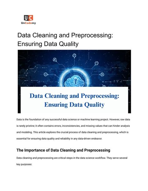 Data Cleaning And Preprocessing Ensuring Data Quality Pdf