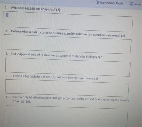 Solved 1 What Are Restriction Enzymes 2 2 Define What A