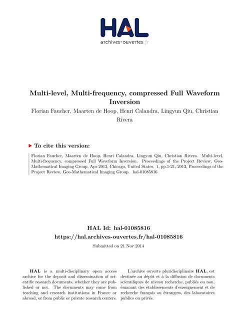 Pdf Multi Level Multi Frequency Compressed Full Waveform · The