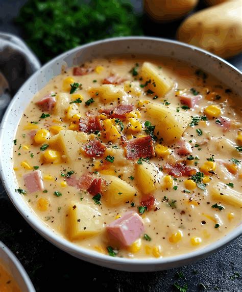 Creamy Ham Potato Corn Chowder Maryanecuisine