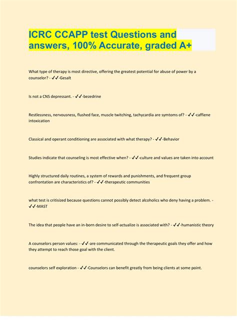 Icrc Ccapp Test Questions And Answers 100 Accurate Graded A Icrc Ccapp Stuvia Us