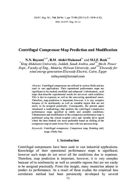 Pdf Centrifugal Compressor Map Prediction And Modification