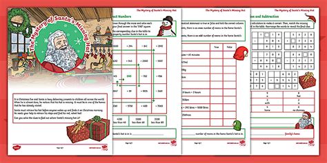 Year 4 The Mystery Of Santas Missing Hat Maths Mystery Game
