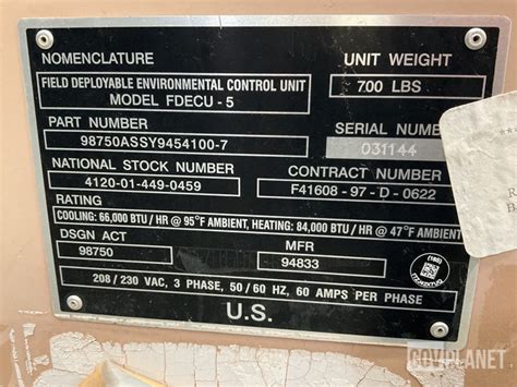 Surplus Keco Fdecu 5 Environmental Control Unit In North Las Vegas Nevada United States