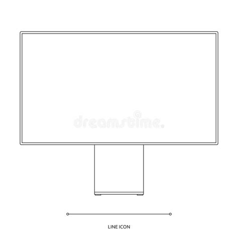 Computer Monitor Outline Icon On White Background Stock Vector Illustration Of Outline